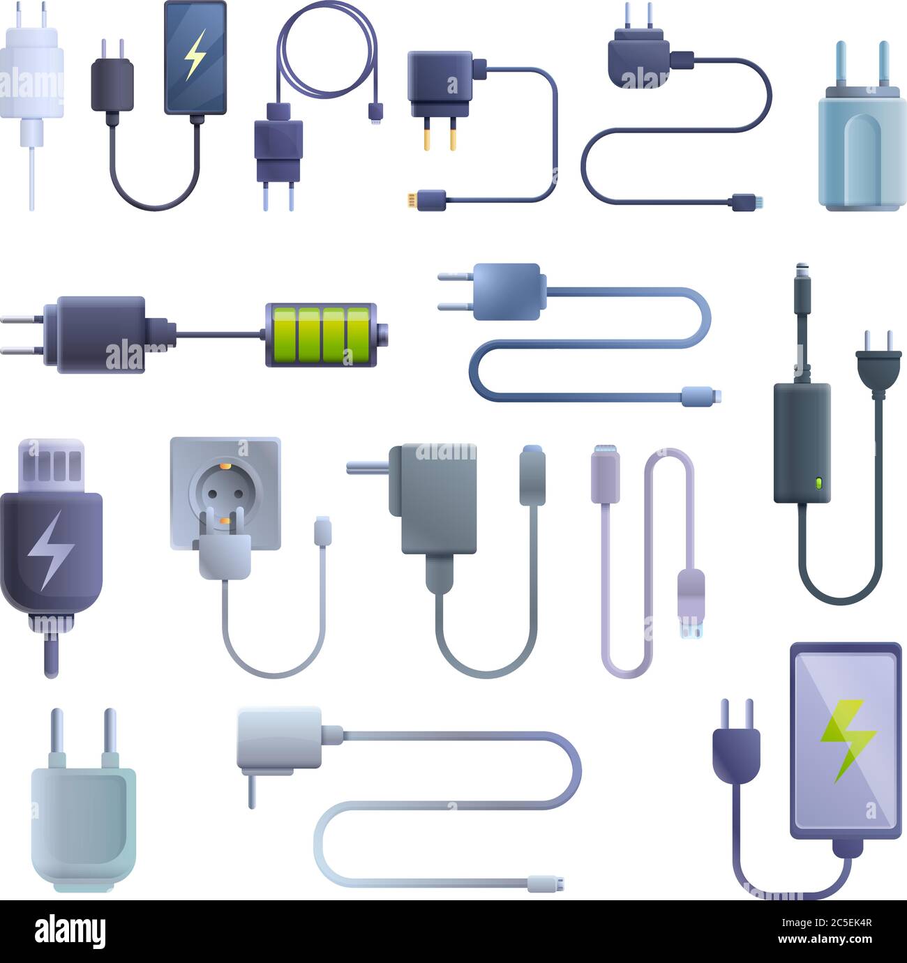 charger icons set. Cartoon set of charger vector icons for web design ...