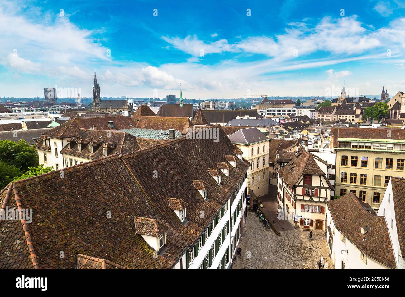 Panoramic aerial view of Basel in a beautiful summer day, Switzerland ...