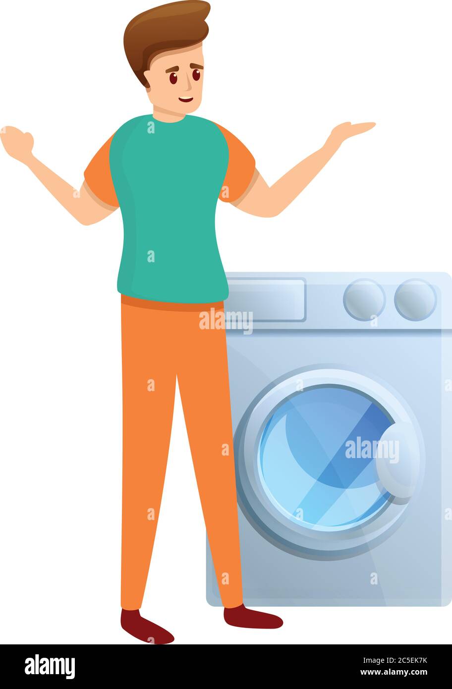 Wash machine shop assistant icon. Cartoon of wash machine shop ...