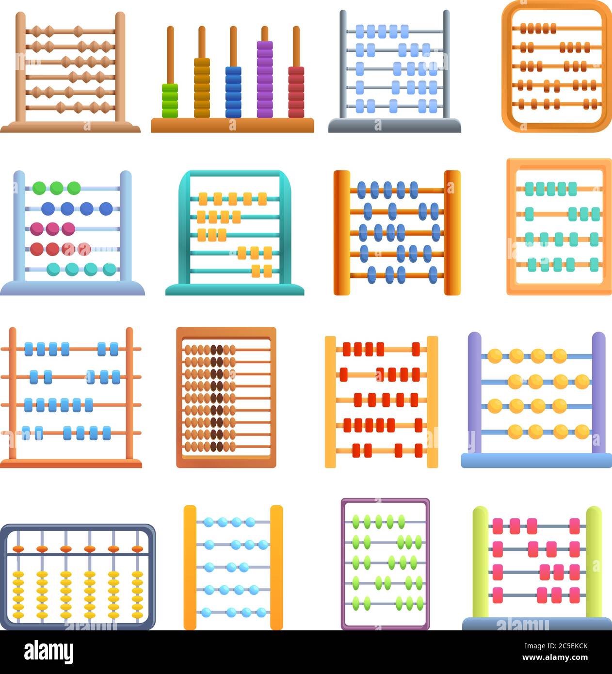 Abacus icons set. Cartoon set of abacus vector icons for web design ...