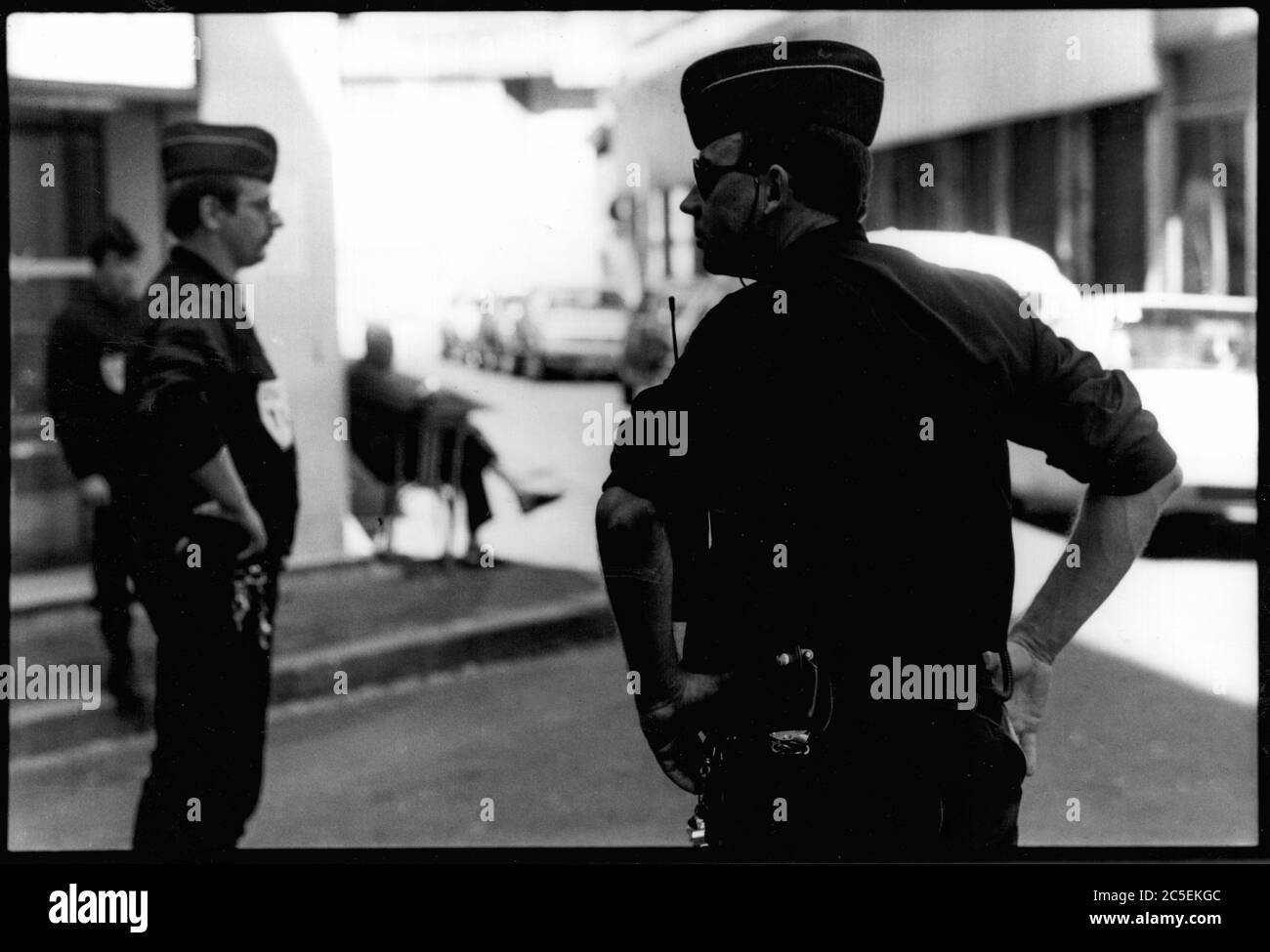 Archives 90ies: Police officers take part in a large identity control ...