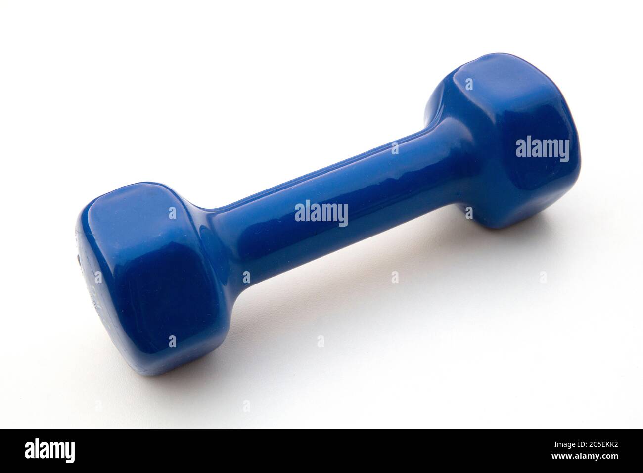 Blue Dumbell on white background weighing 2 kilograms Stock Photo - Alamy