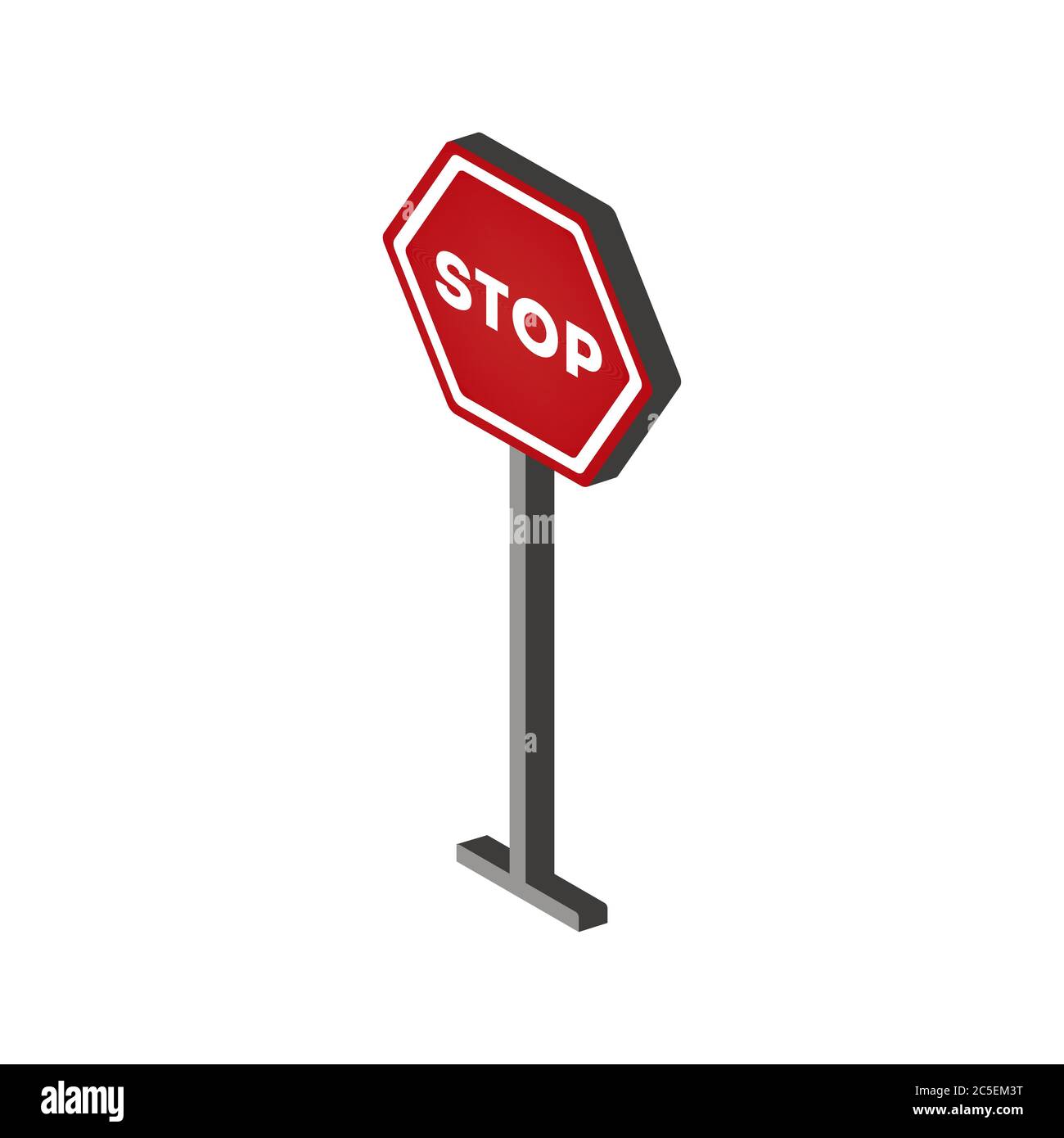 Isometric of Stop Sign on white background. Vector illustration in ...