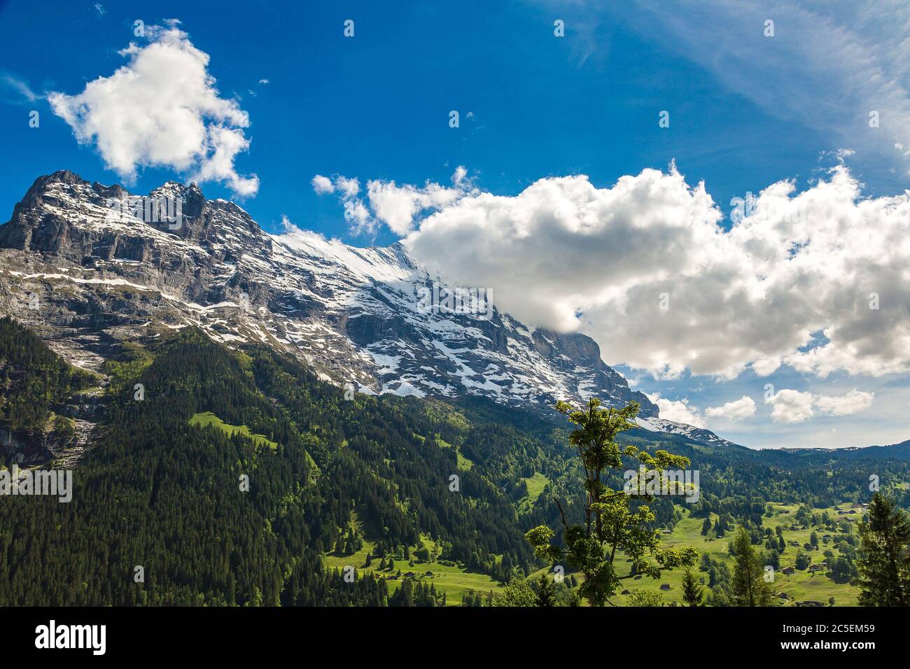 Mountain near Gimmelwald & Murren villages near Lauterbrunnen valley in ...