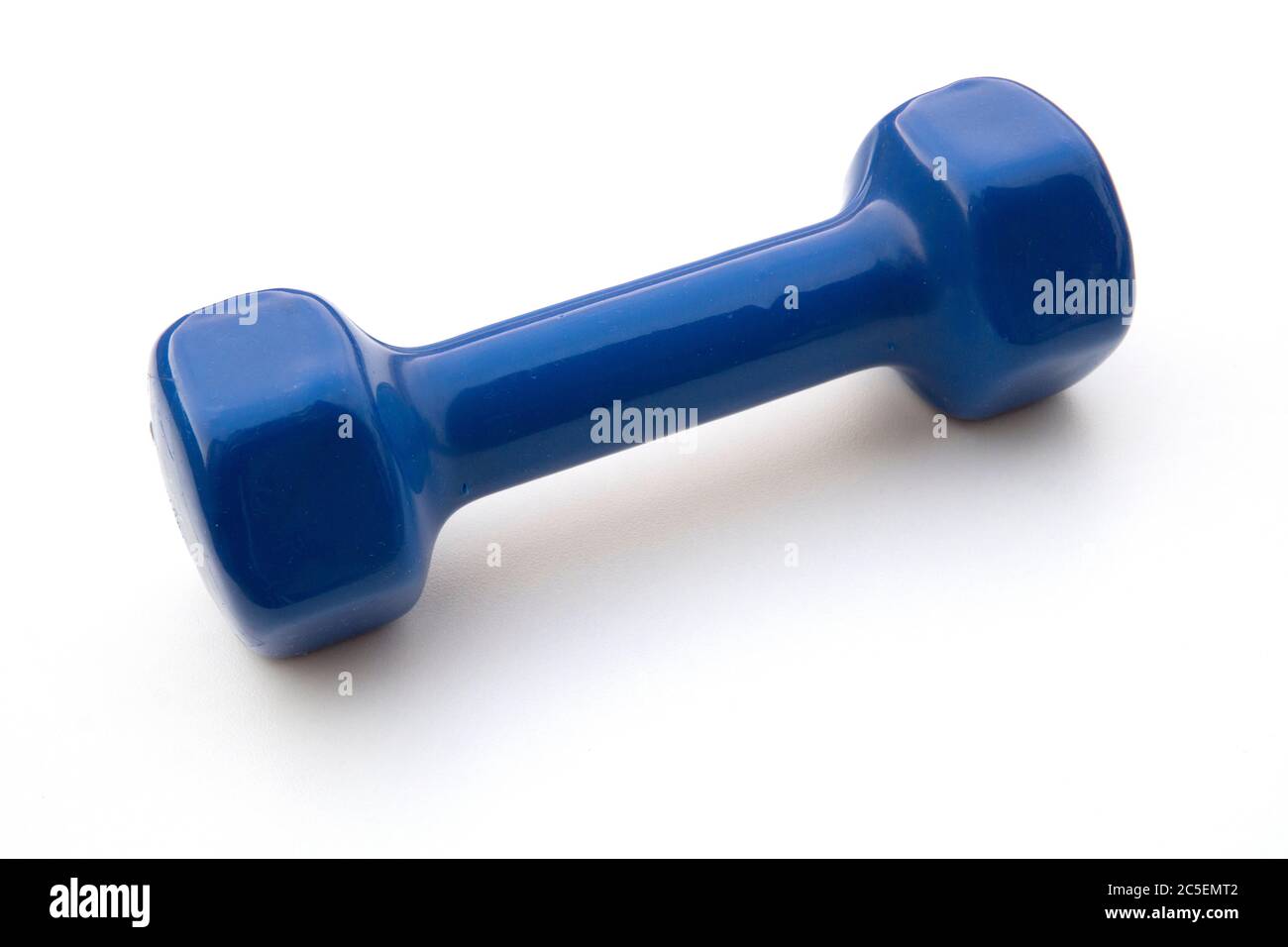 Blue Dumbell on white background weighing 2 kilograms Stock Photo - Alamy