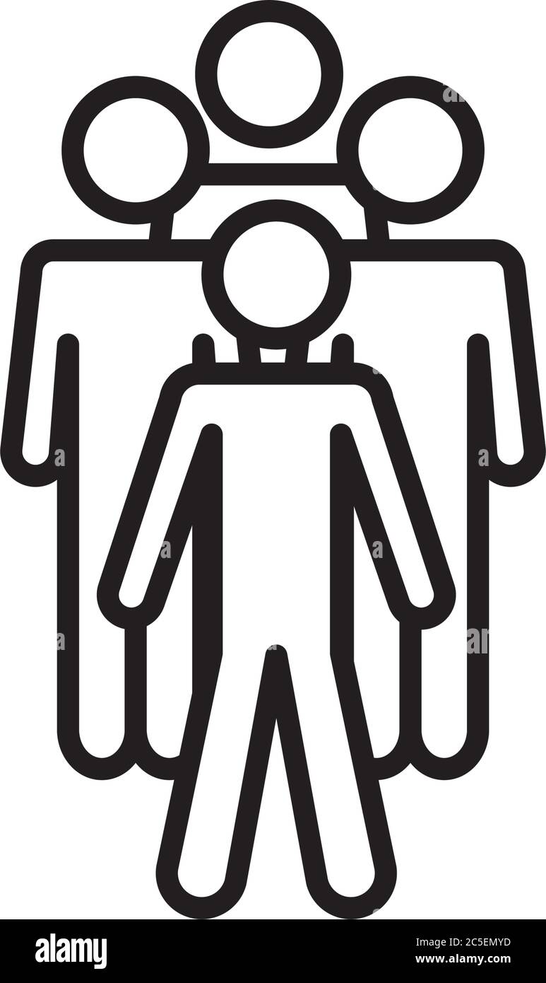 pictogram men group icon over white background, line style, vector ...