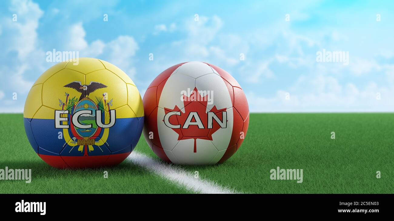 Ecuador vs. Canada Soccer Match - Soccer balls in Ecuador and Canada ...
