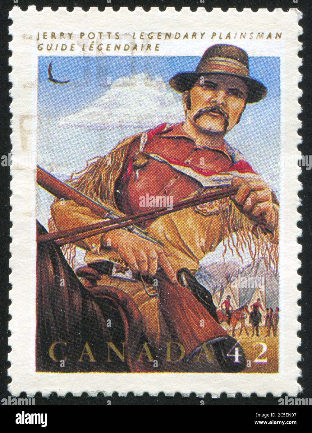 CANADA - CIRCA 1992: stamp printed by Canada, shows Jerry Potts, guide ...