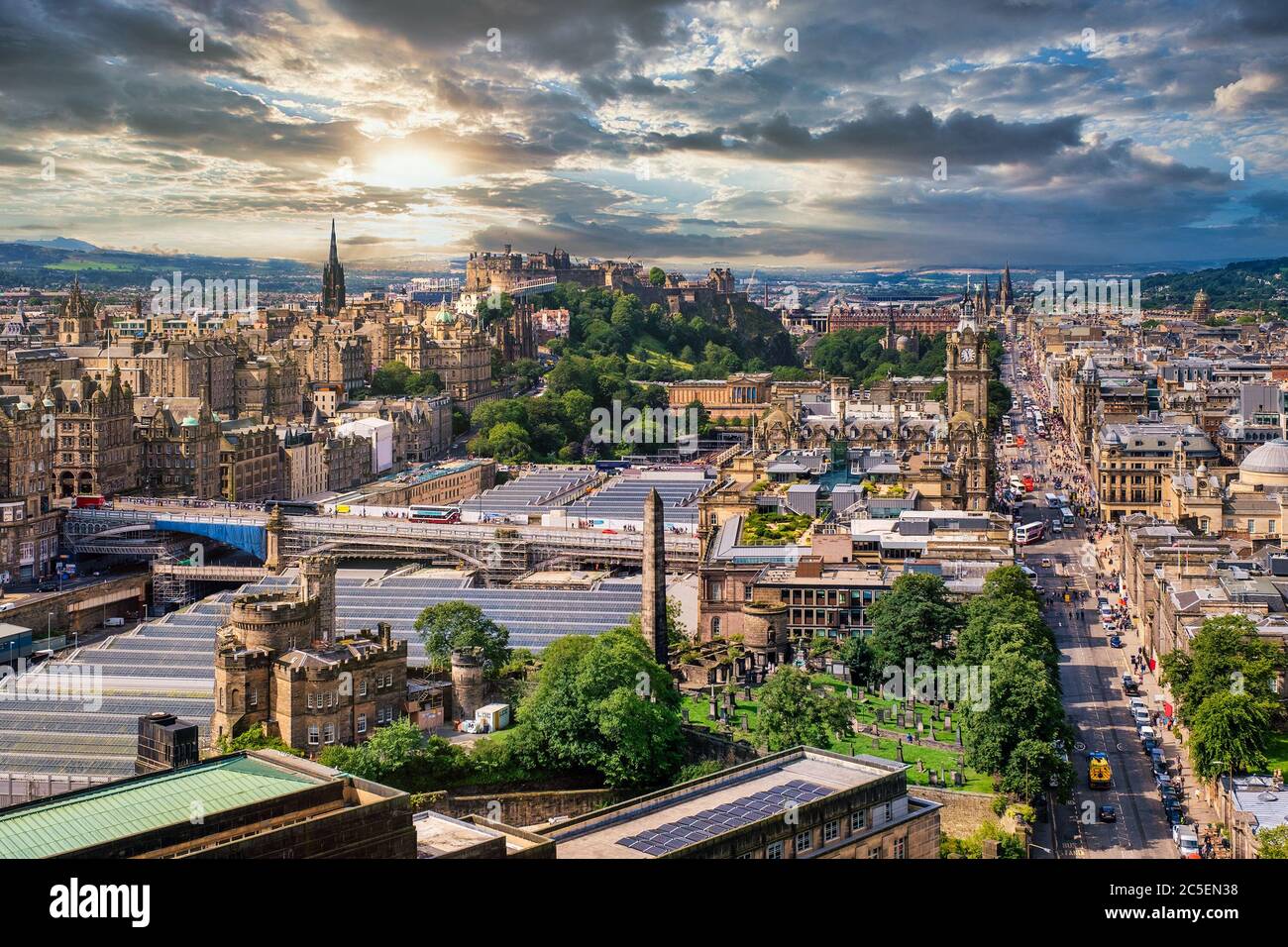 Edinburgh castle sunset aerial hi-res stock photography and images - Alamy