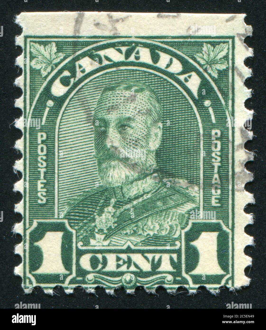 CANADA - CIRCA 1929: stamp printed by Canada, shows King George V ...