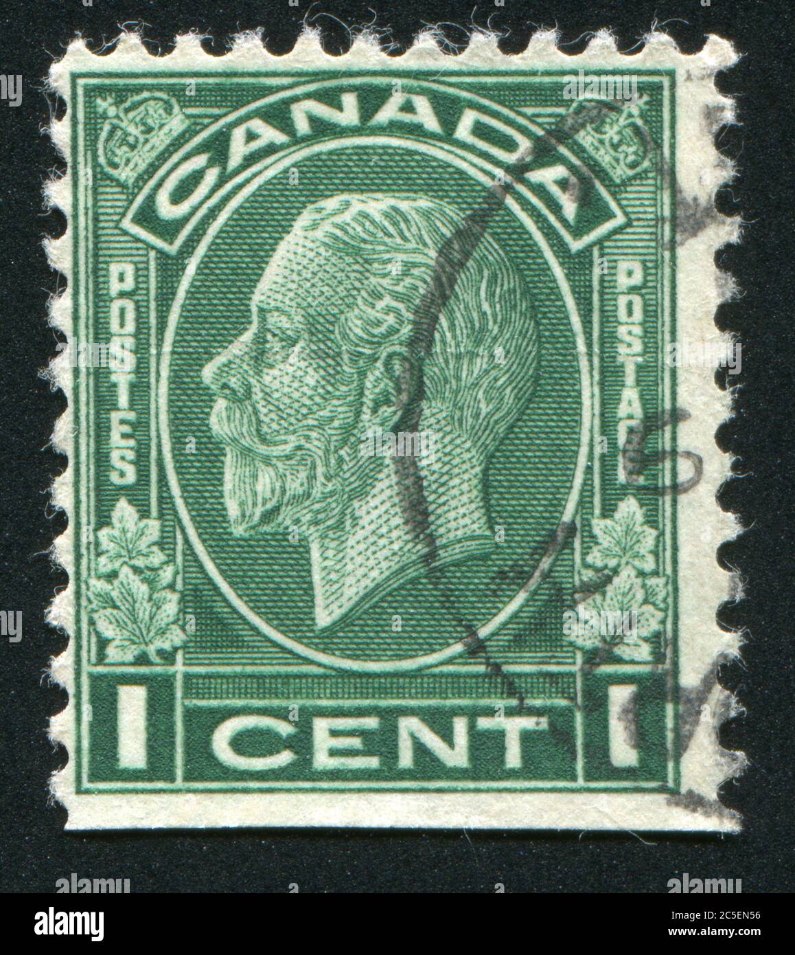 CANADA - CIRCA 1933: stamp printed by Canada, shows King George V ...