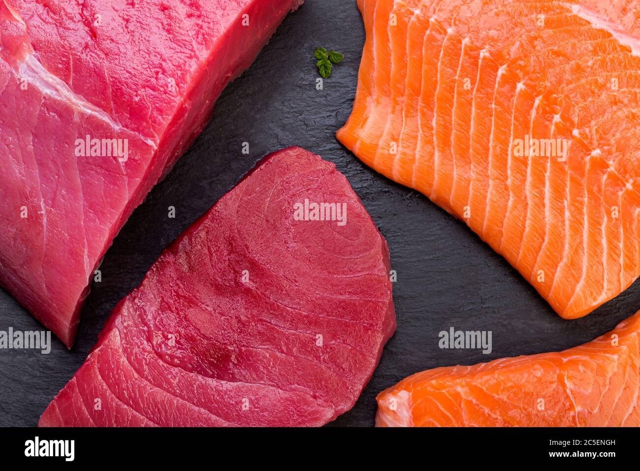 Salmon and tuna fillet Stock Photo - Alamy