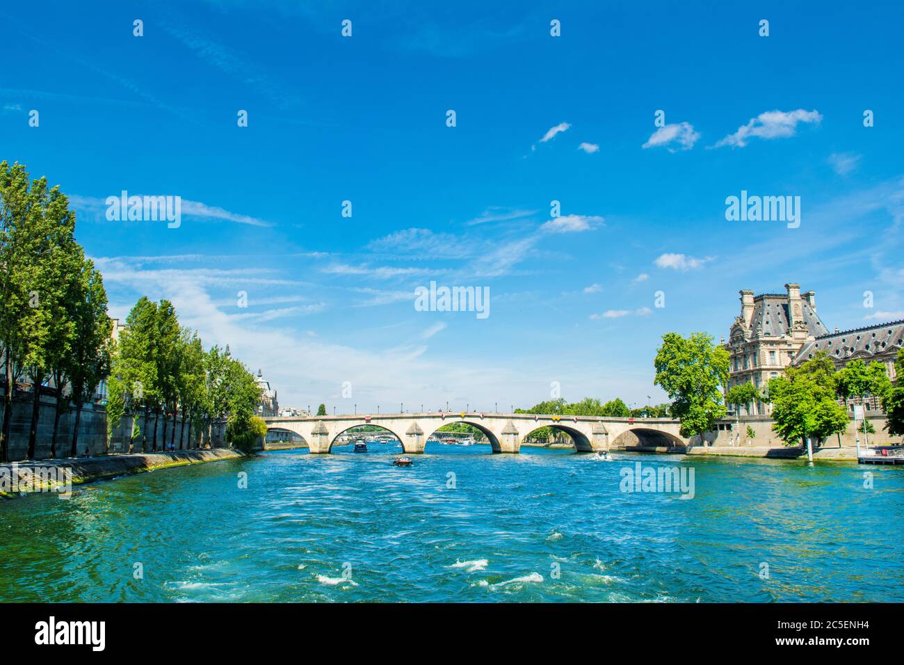 Paris, France - 25 June 2019: Landscape with The Pont Royal Bridge over ...