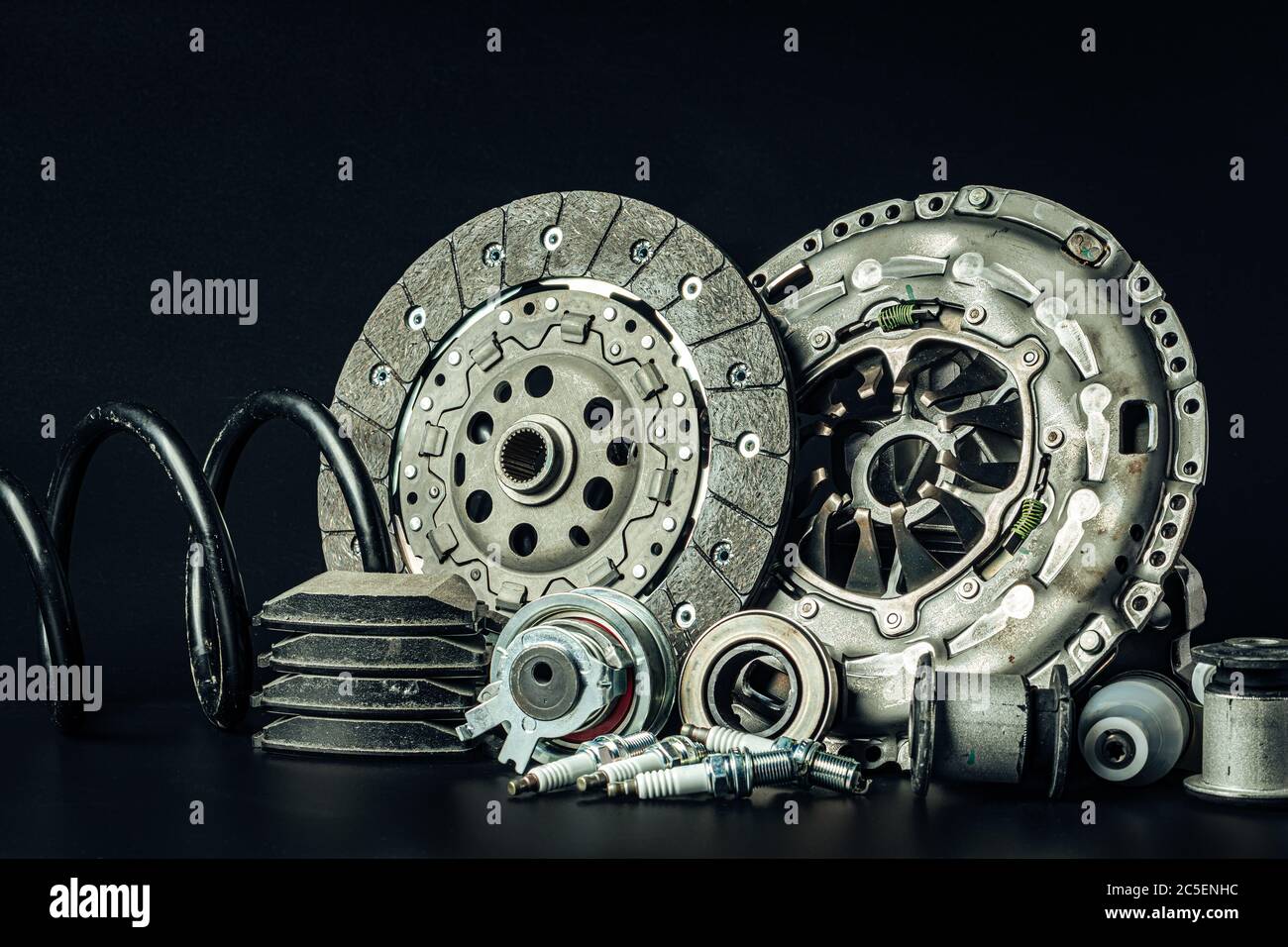 Car break disc on black background close up Stock Photo - Alamy