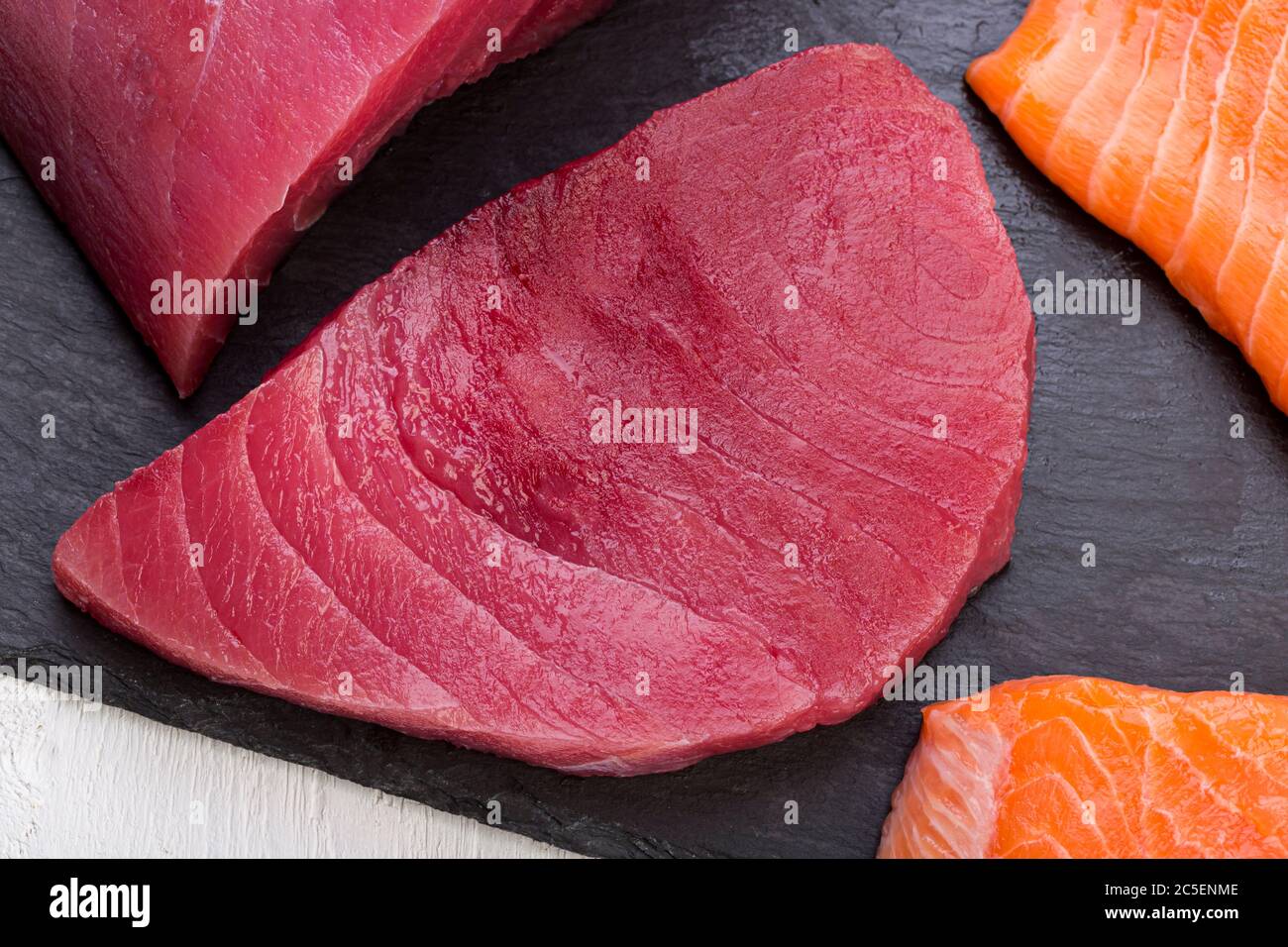 Salmon and tuna fillet Stock Photo - Alamy