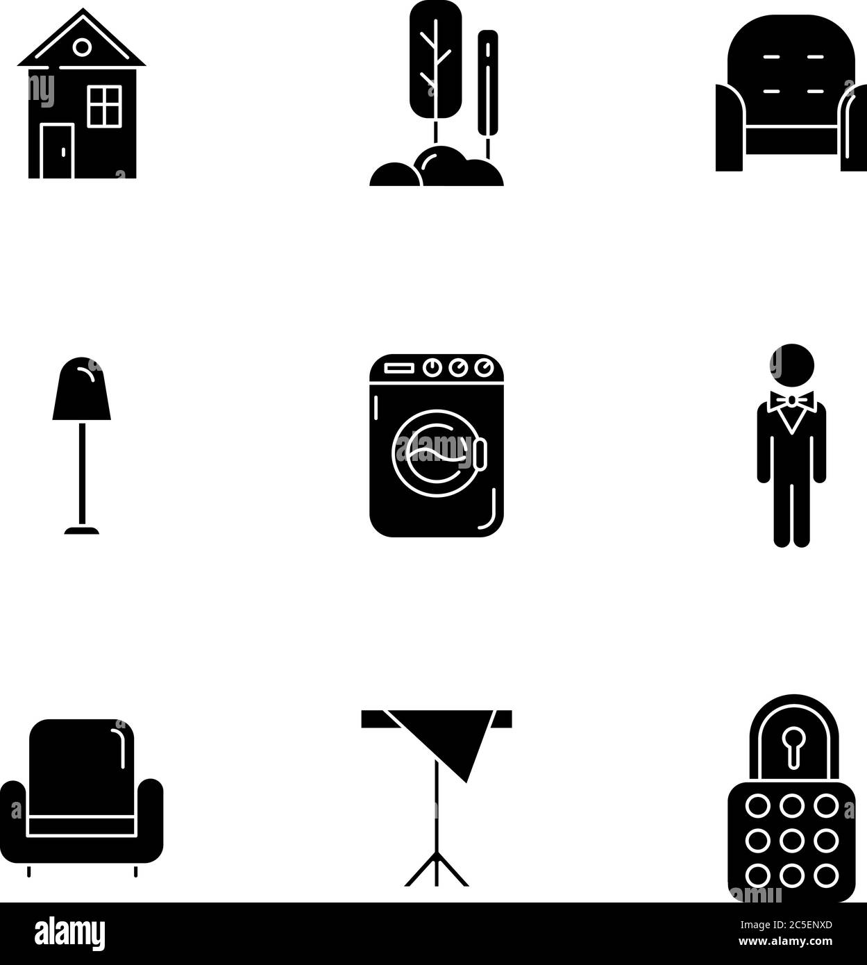 Home comfort black glyph icons set on white space Stock Vector Image ...