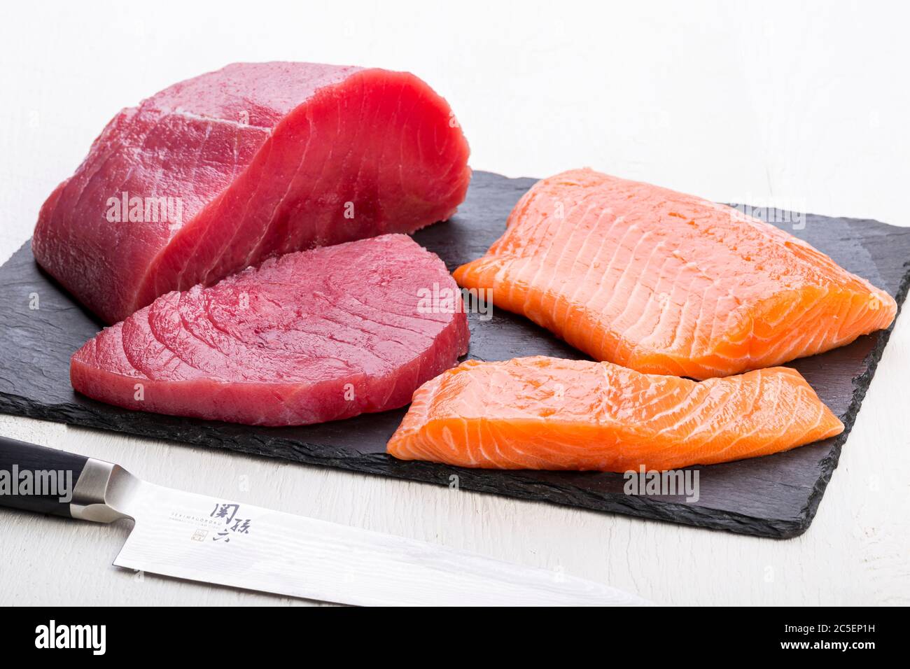Salmon and tuna fillet Stock Photo - Alamy