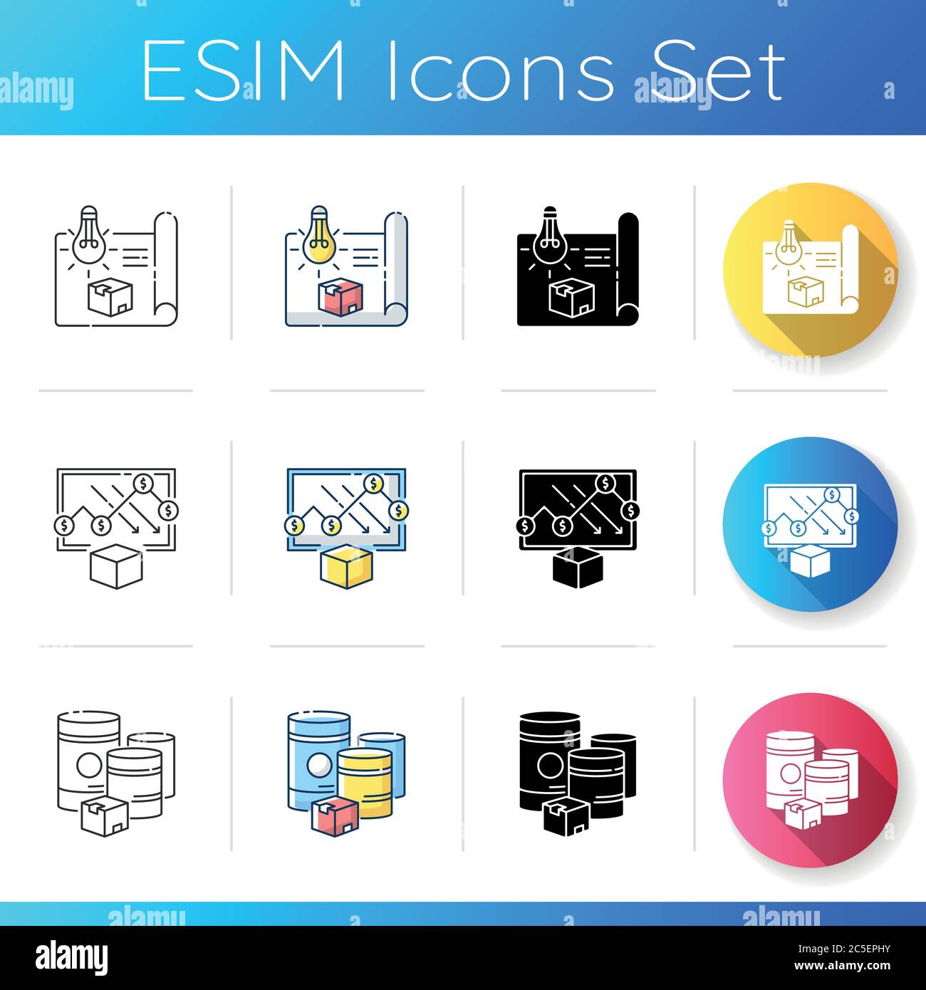 Manufacturing process icons set Stock Vector Image & Art - Alamy