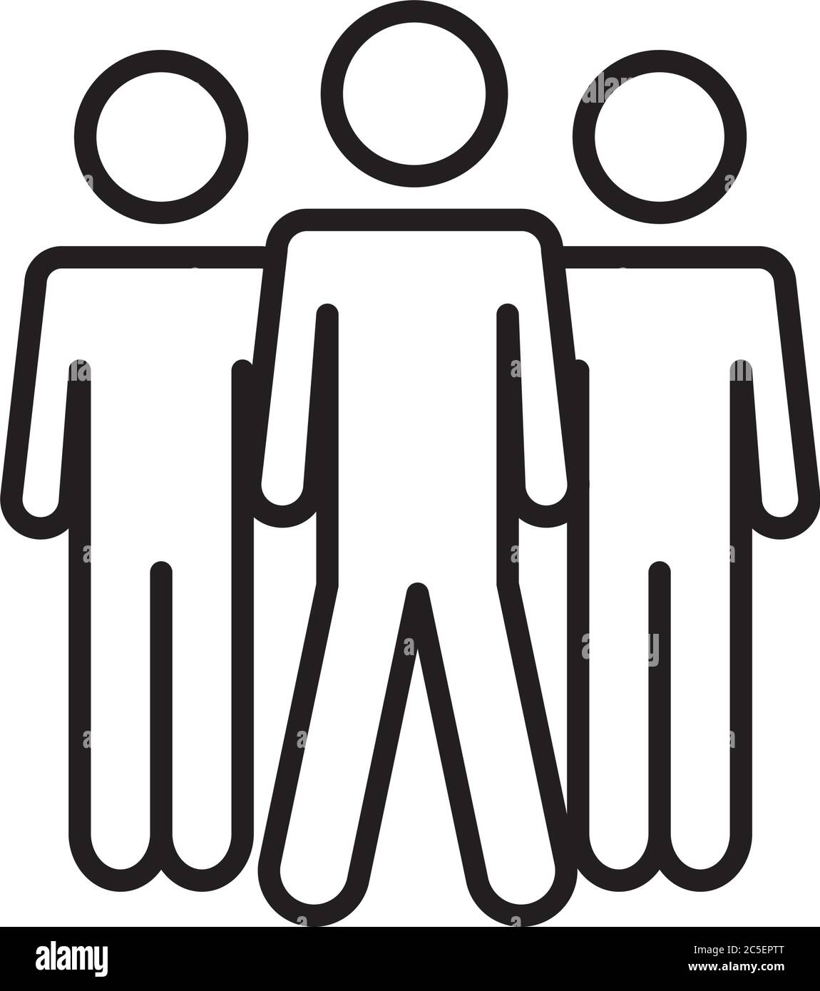 pictogram three men icon over white background, line style, vector ...