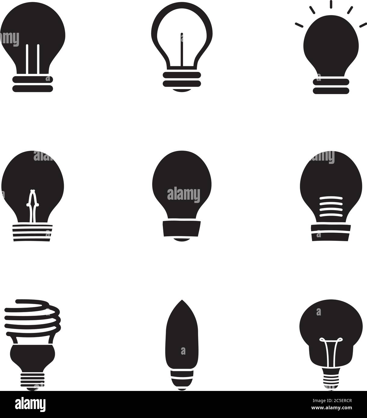 cfl bulb light and lightbulbs icon set over white background ...