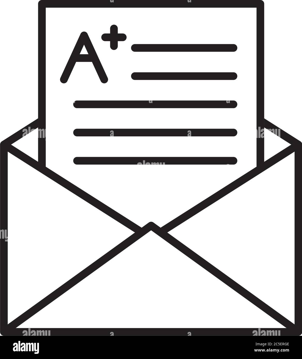 School exam with note inside envelope line style icon design, education ...