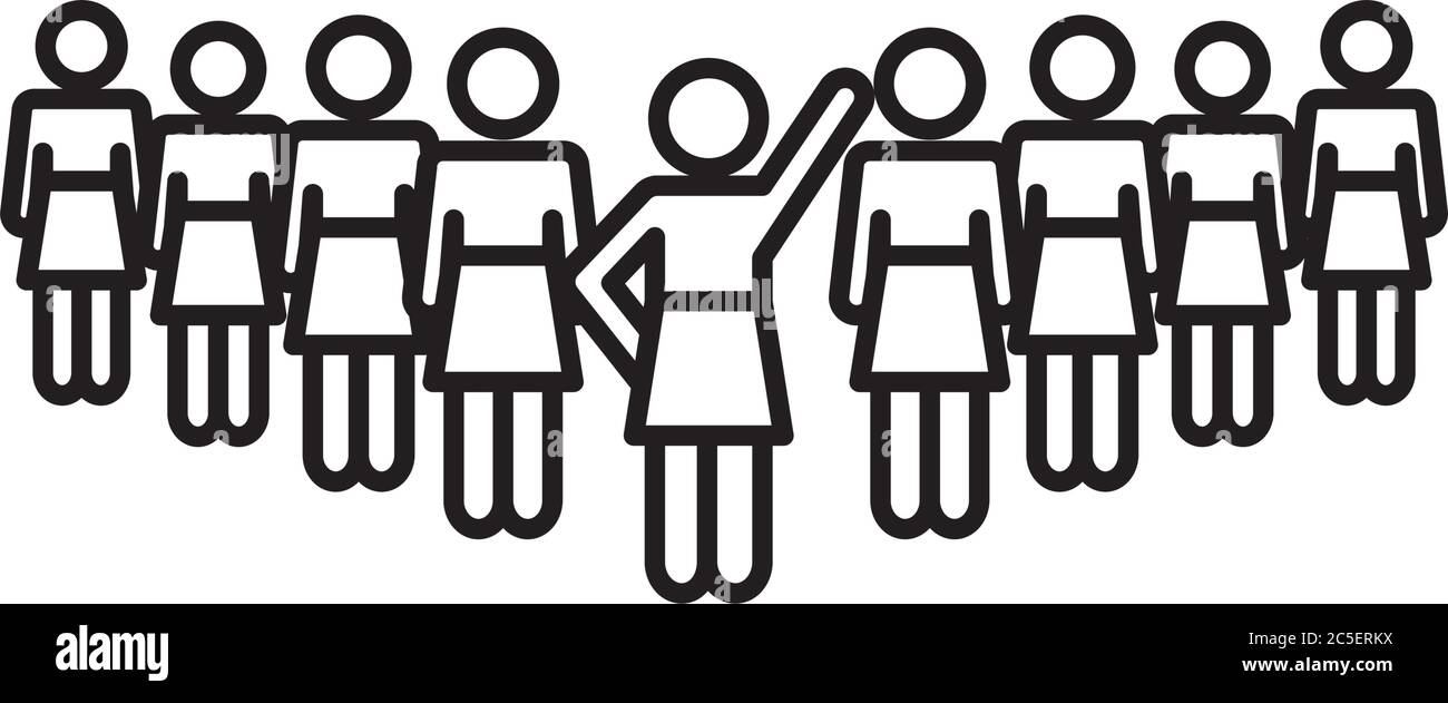 pictogram women standing icon over white background, line style, vector ...