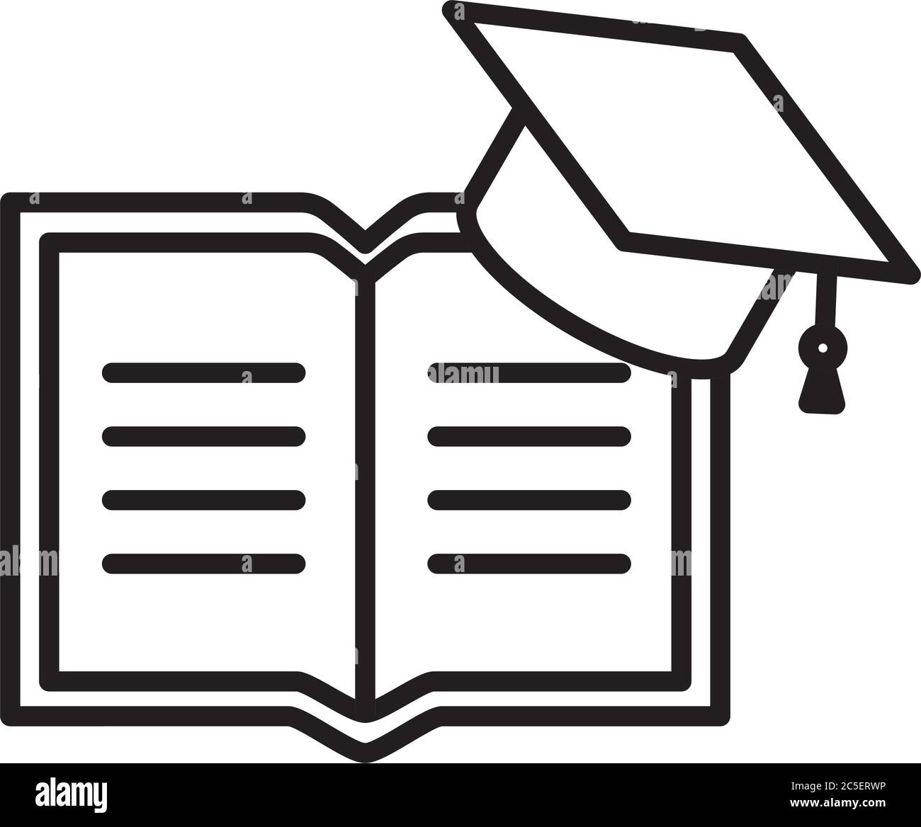 School book with graduation cap line style icon design, education class ...