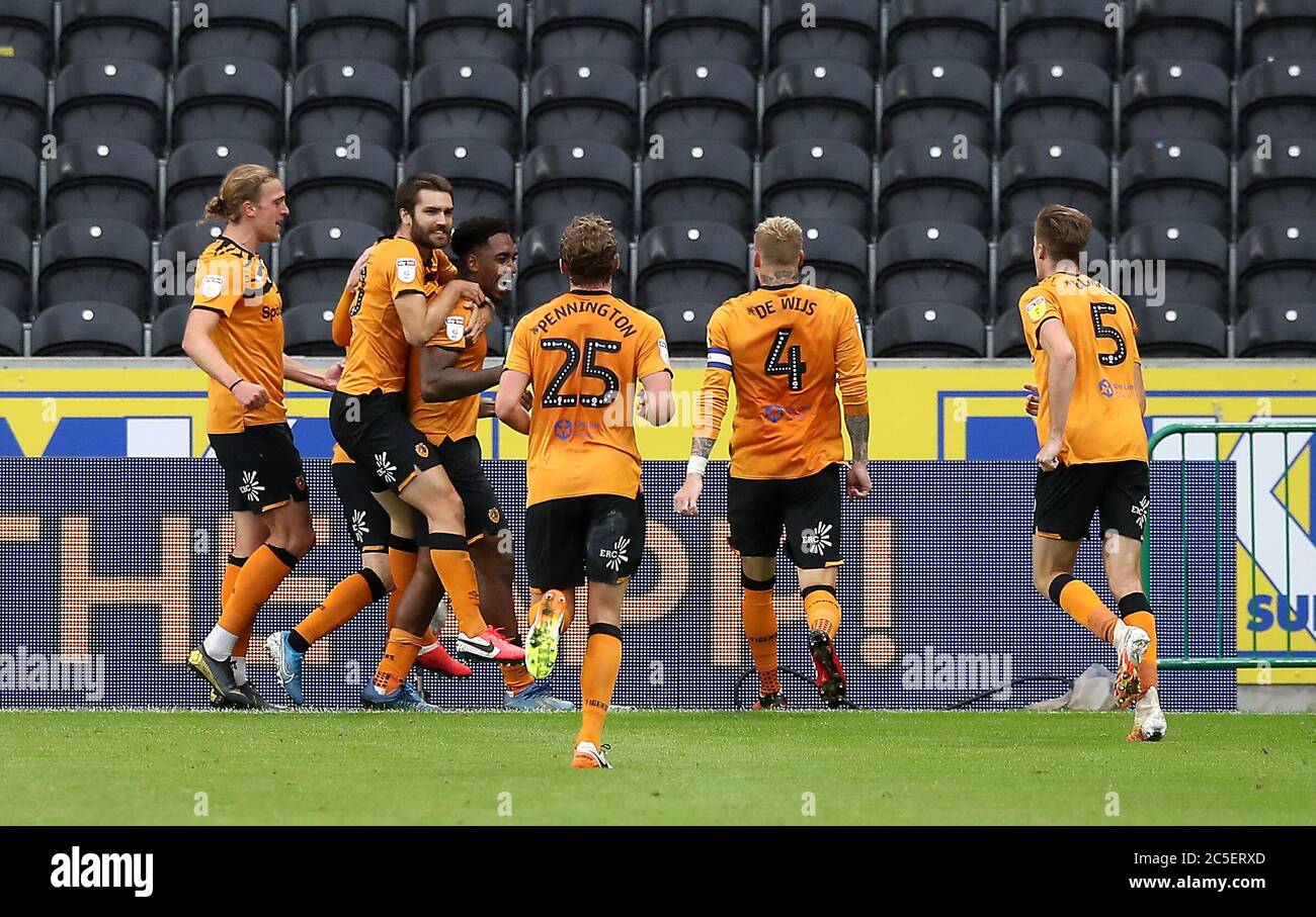 Hull City's Mallik Wilks celebrates scoring his side's second goal of ...