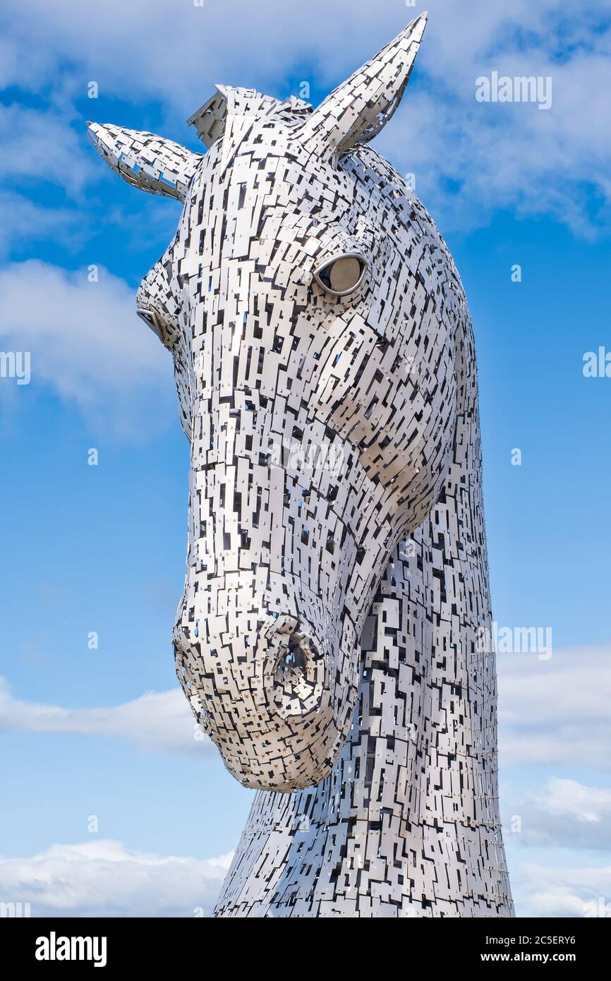 The Kelpies monument at The Helix park near Falkirk in Scotland ...