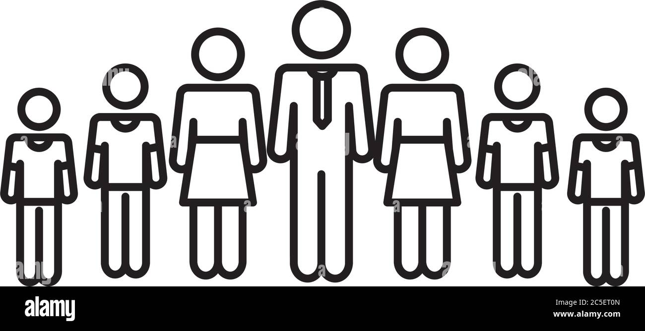 pictogram women and men standing over white background, line style ...