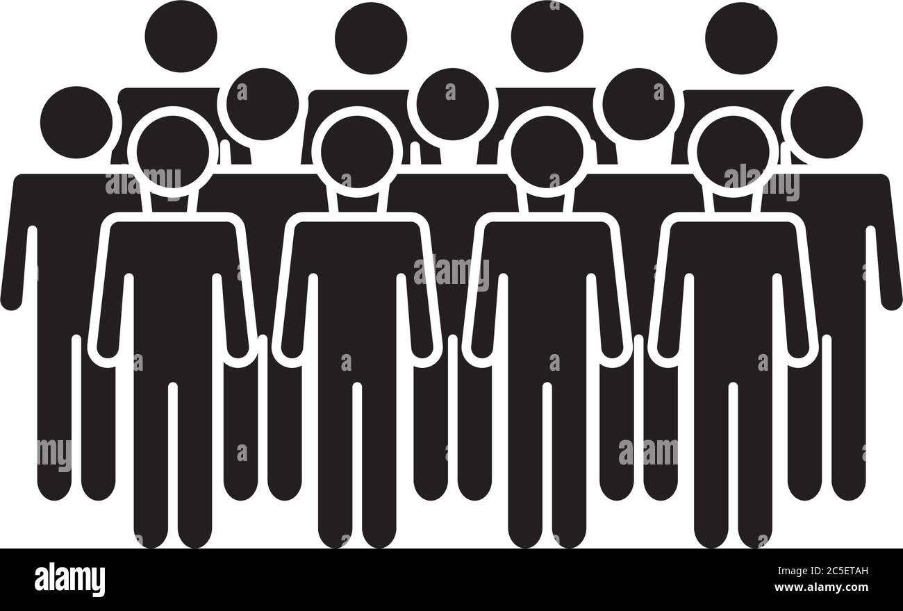 pictogram men standing over white background, silhouette style, vector ...