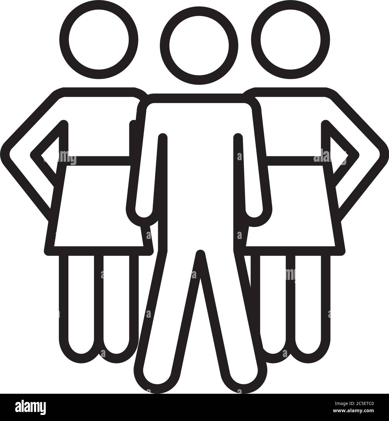 pictogram women and man icon over white background, line style, vector ...