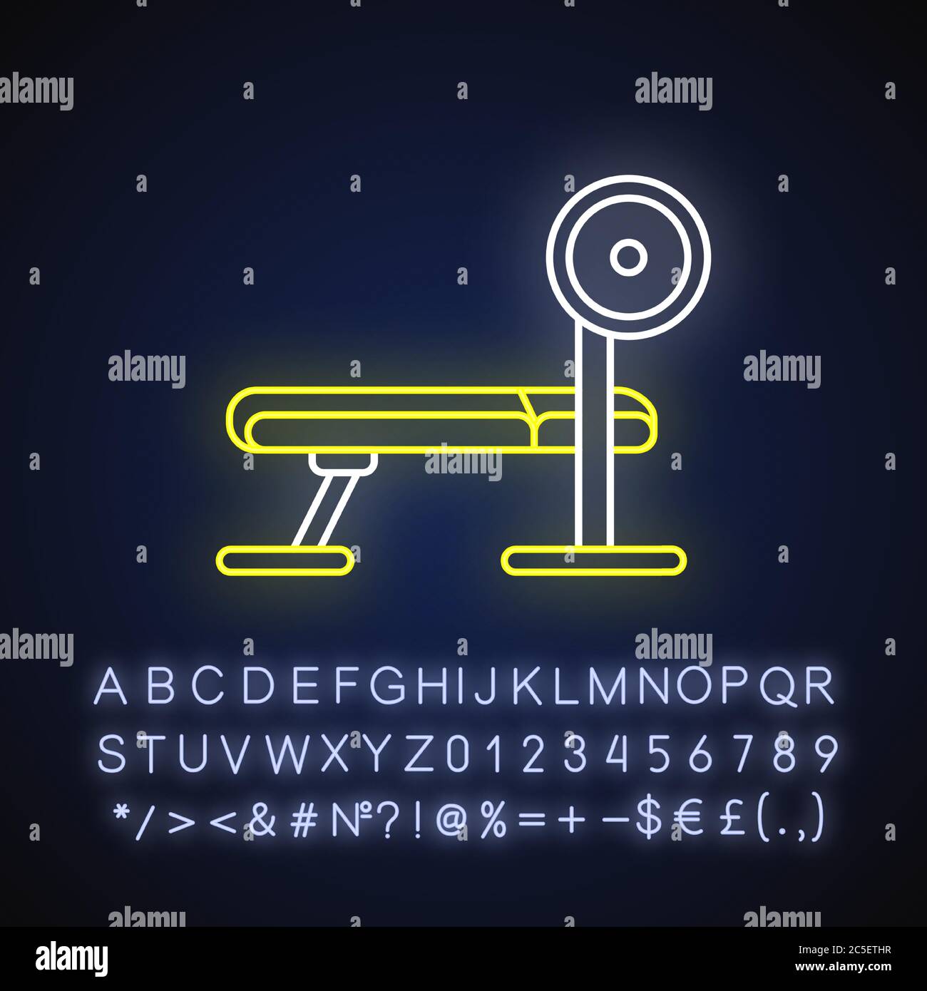Weight bench neon light icon Stock Vector Image & Art - Alamy