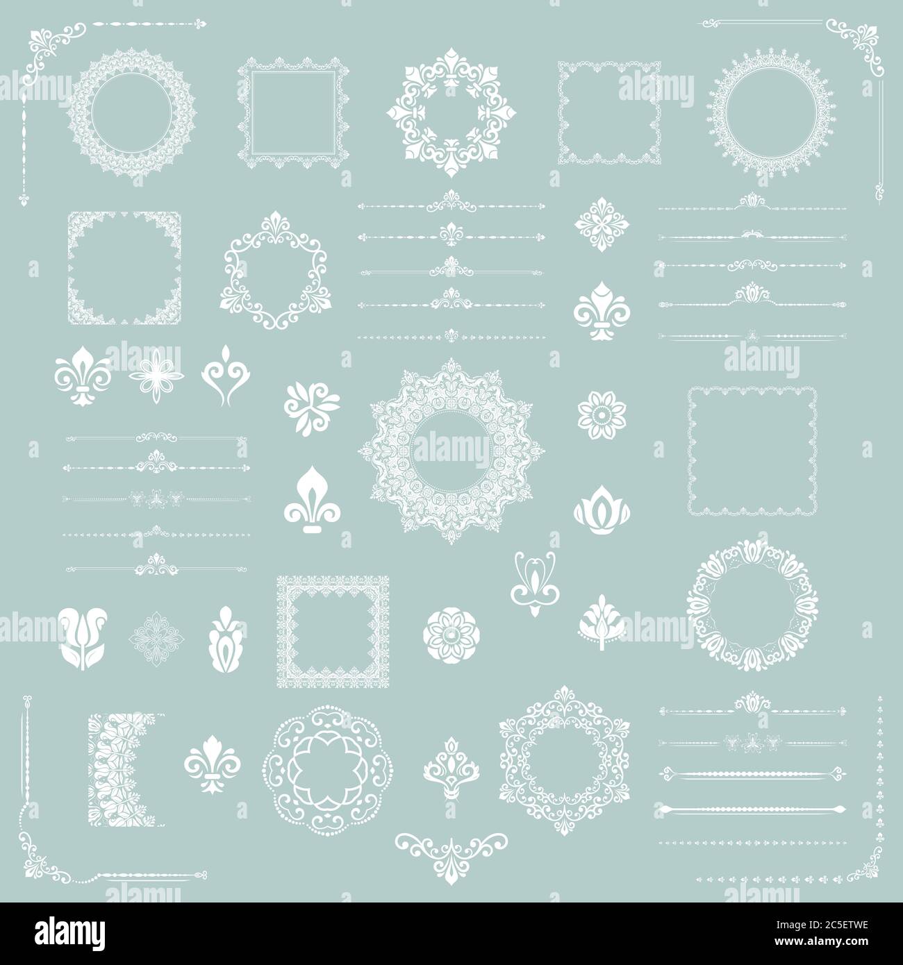 Vintage Set of Horizontal, Square and Round Elements Stock Photo - Alamy