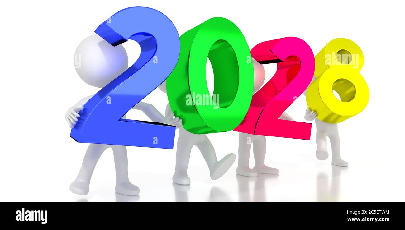 2028 - colorful letters - 3D illustration Stock Photo - Alamy