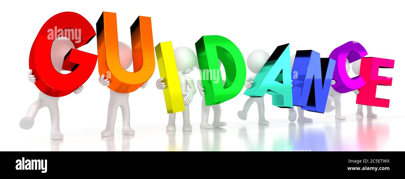 Guidance - colorful letters - 3D illustration Stock Photo - Alamy