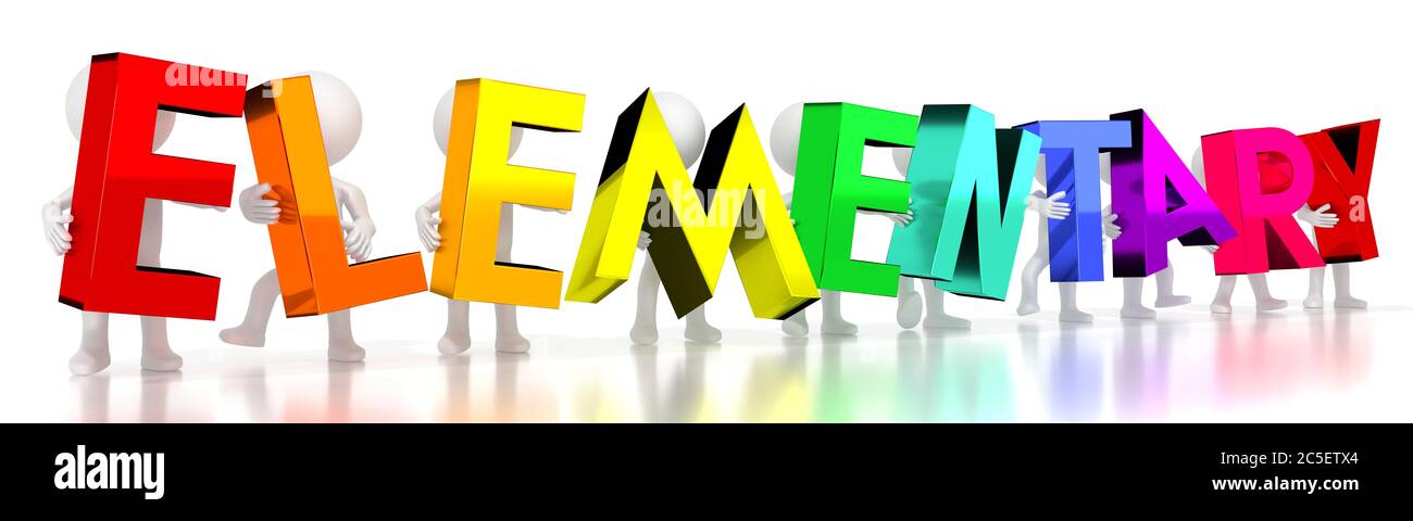 Elementary - colorful letters - 3D illustration Stock Photo - Alamy