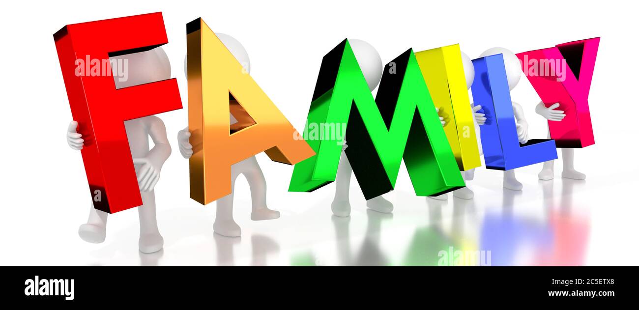 Family - colorful letters - 3D illustration Stock Photo - Alamy