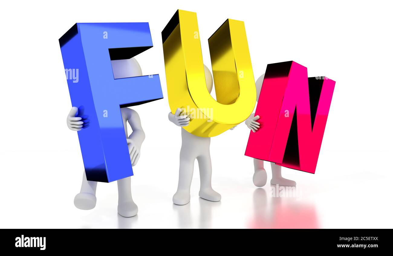 Fun - colorful letters - 3D illustration Stock Photo - Alamy