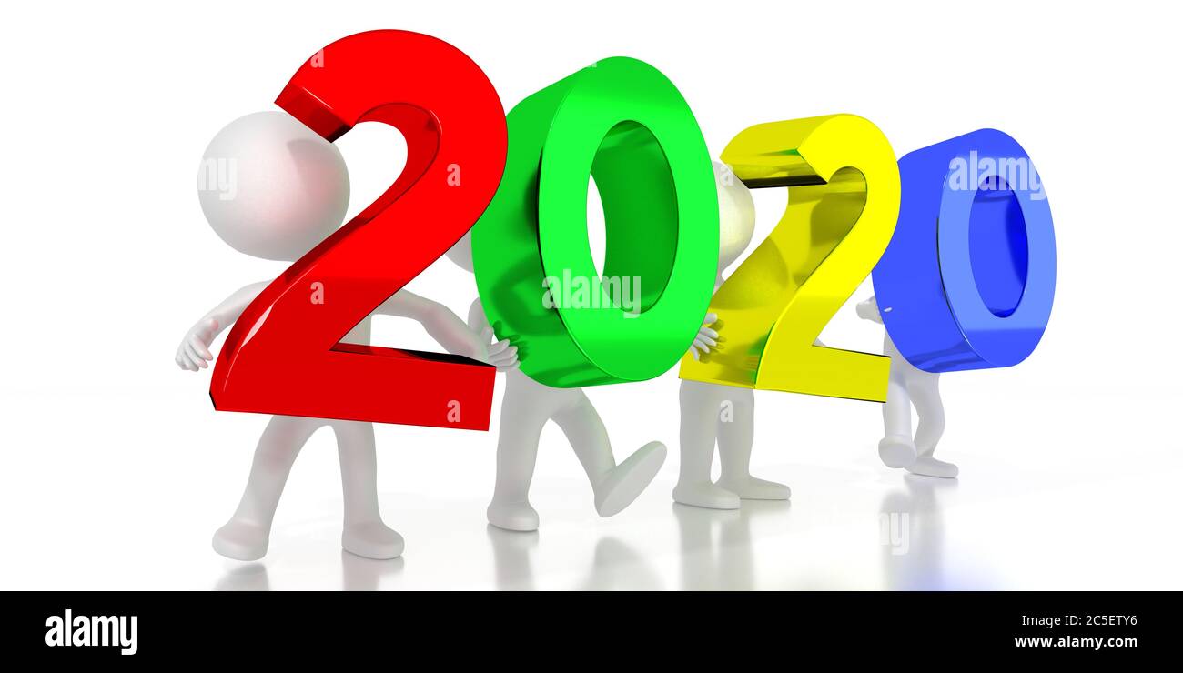 2020 - colorful letters - 3D illustration Stock Photo - Alamy