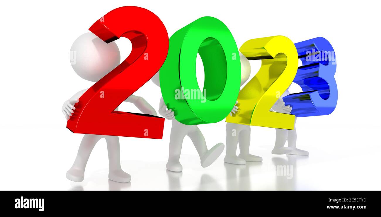 2023 - colorful letters - 3D illustration Stock Photo - Alamy
