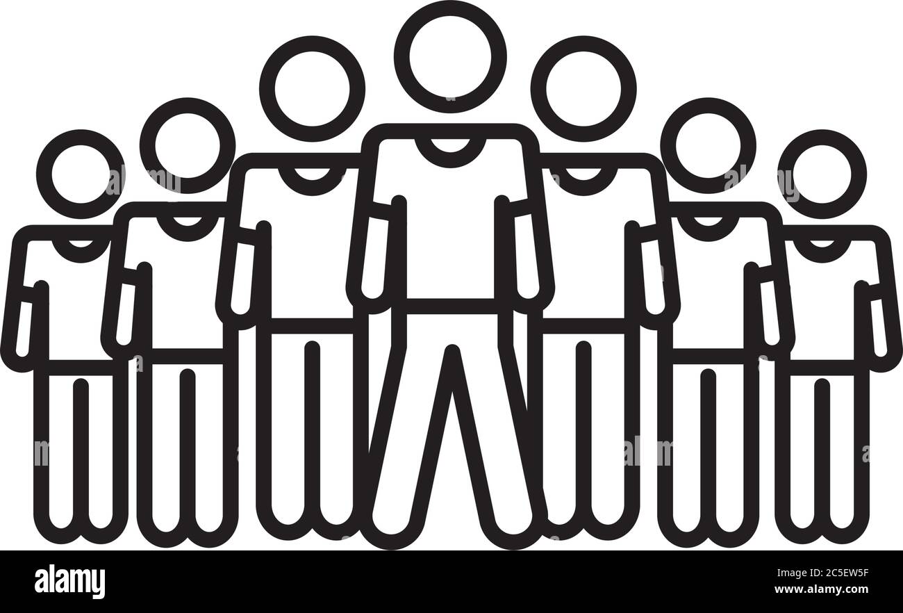 pictogram men standing over white background, line style, vector ...