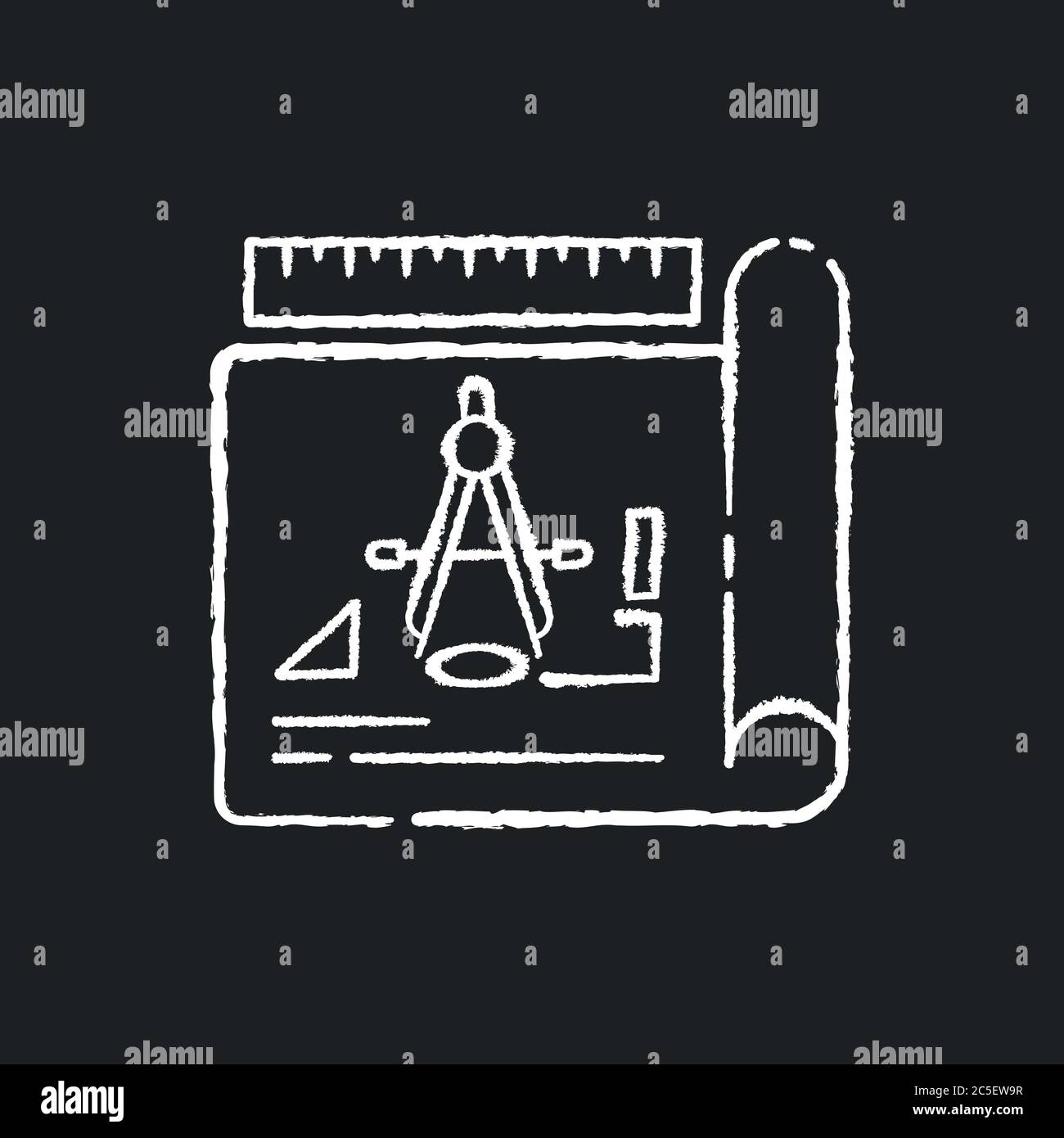 Drafting chalk white icon on black background Stock Vector Image & Art ...