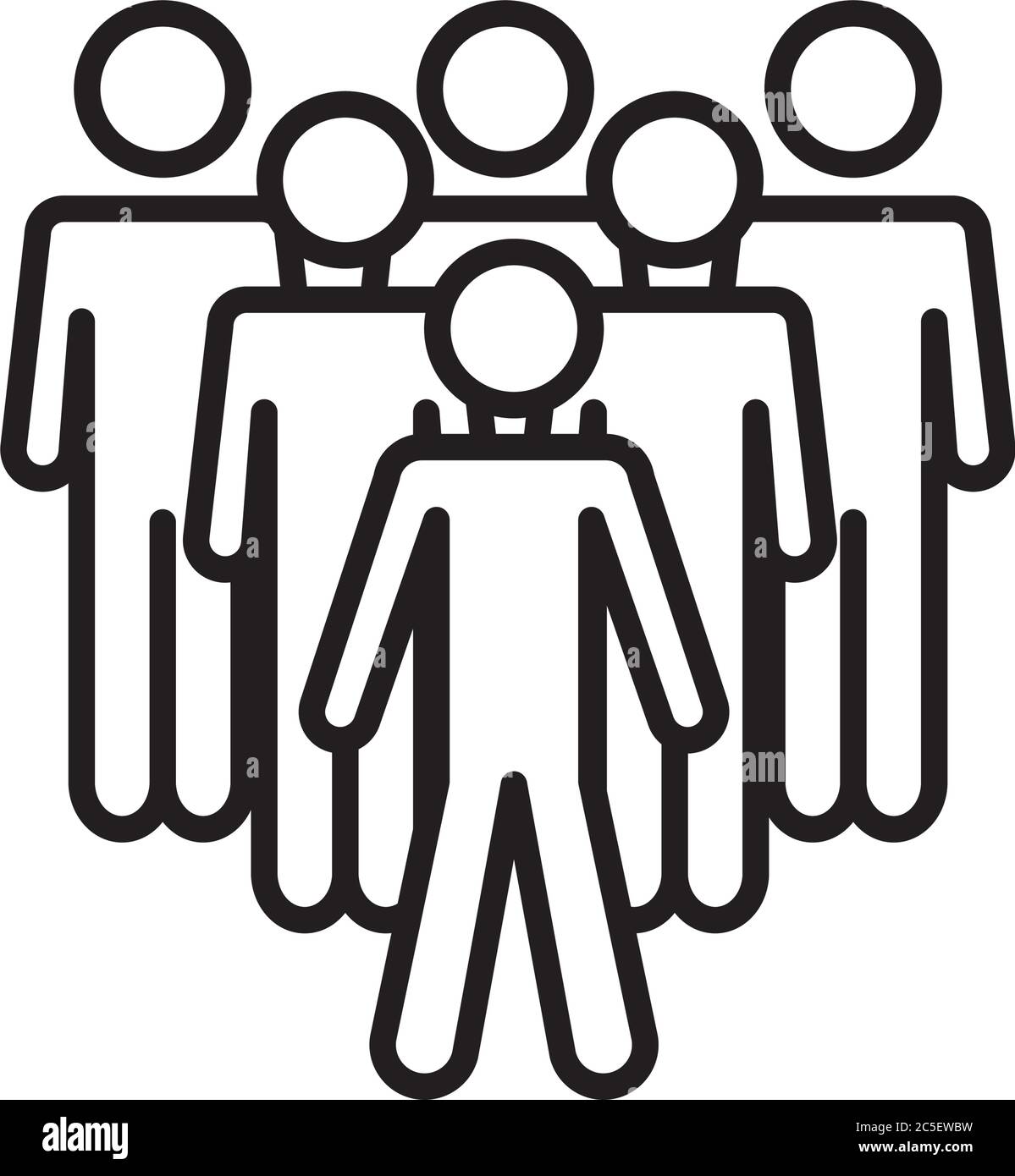 group of men standing icon over white background, line style, vector ...