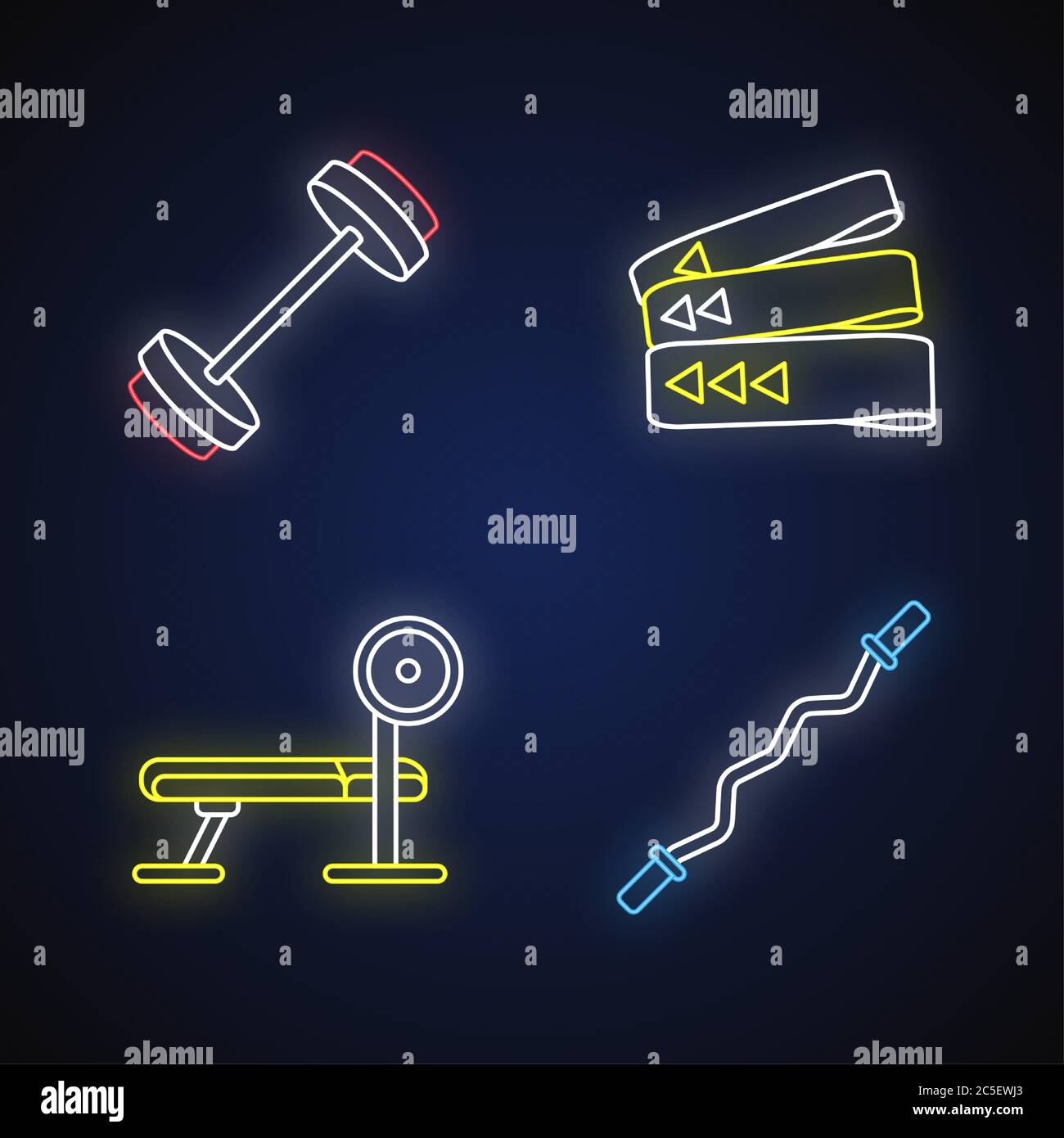 Bodybuilding neon light icons set Stock Vector Image & Art - Alamy