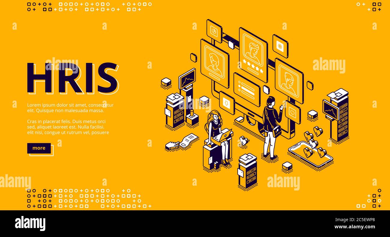Hris isometric landing page. Human resources information system IT and ...