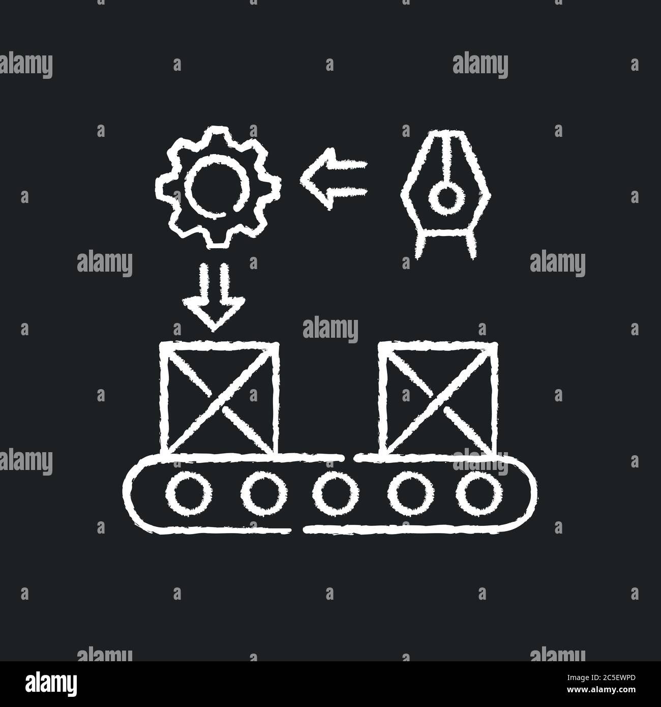 Continuous flow chalk white icon on black background Stock Vector Image ...