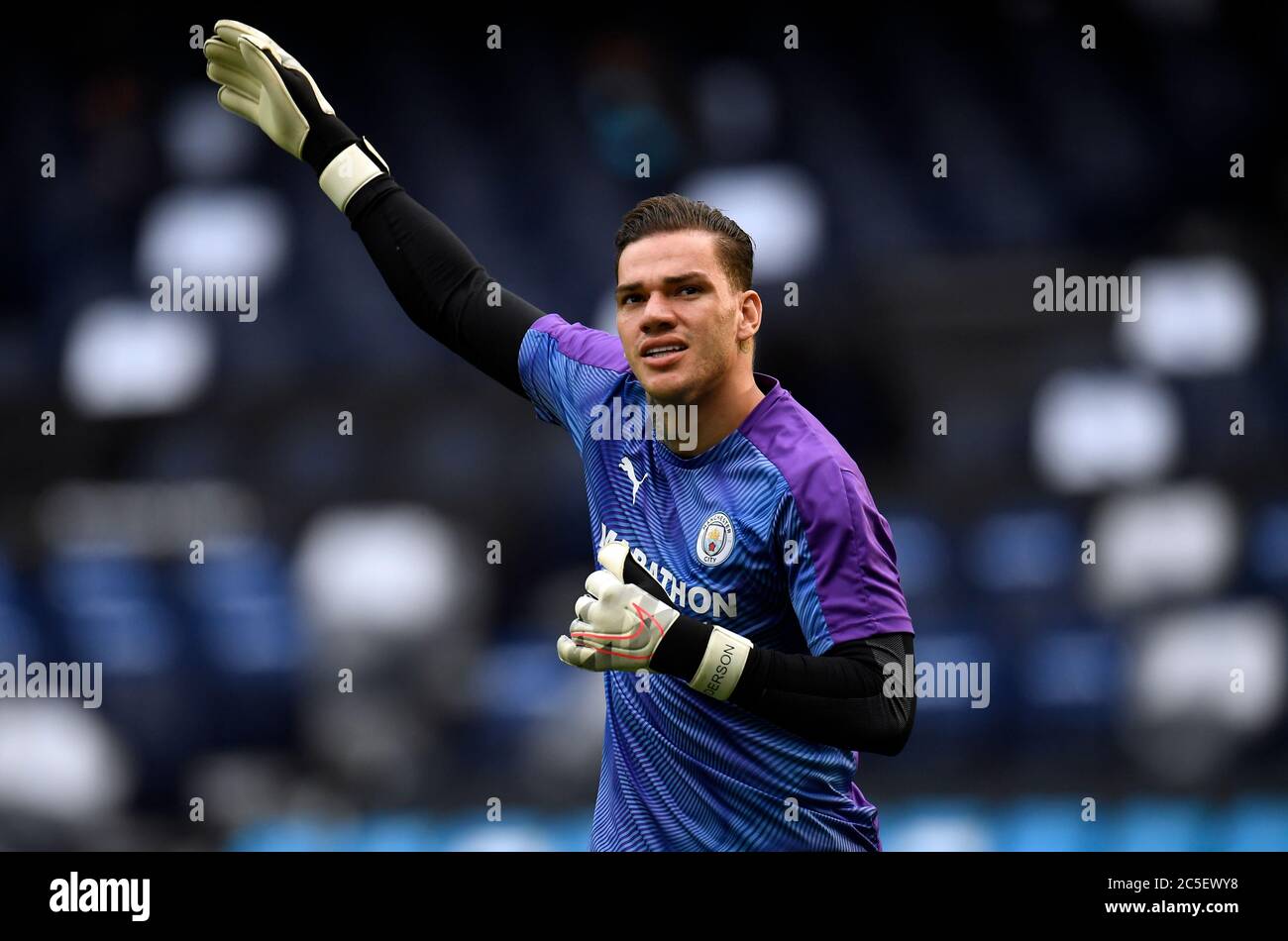 Manchester City goalkeeper Ederson during the Premier League match at ...