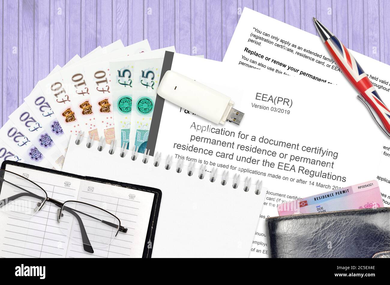 English form EEA PR application for a document certifying permanent ...