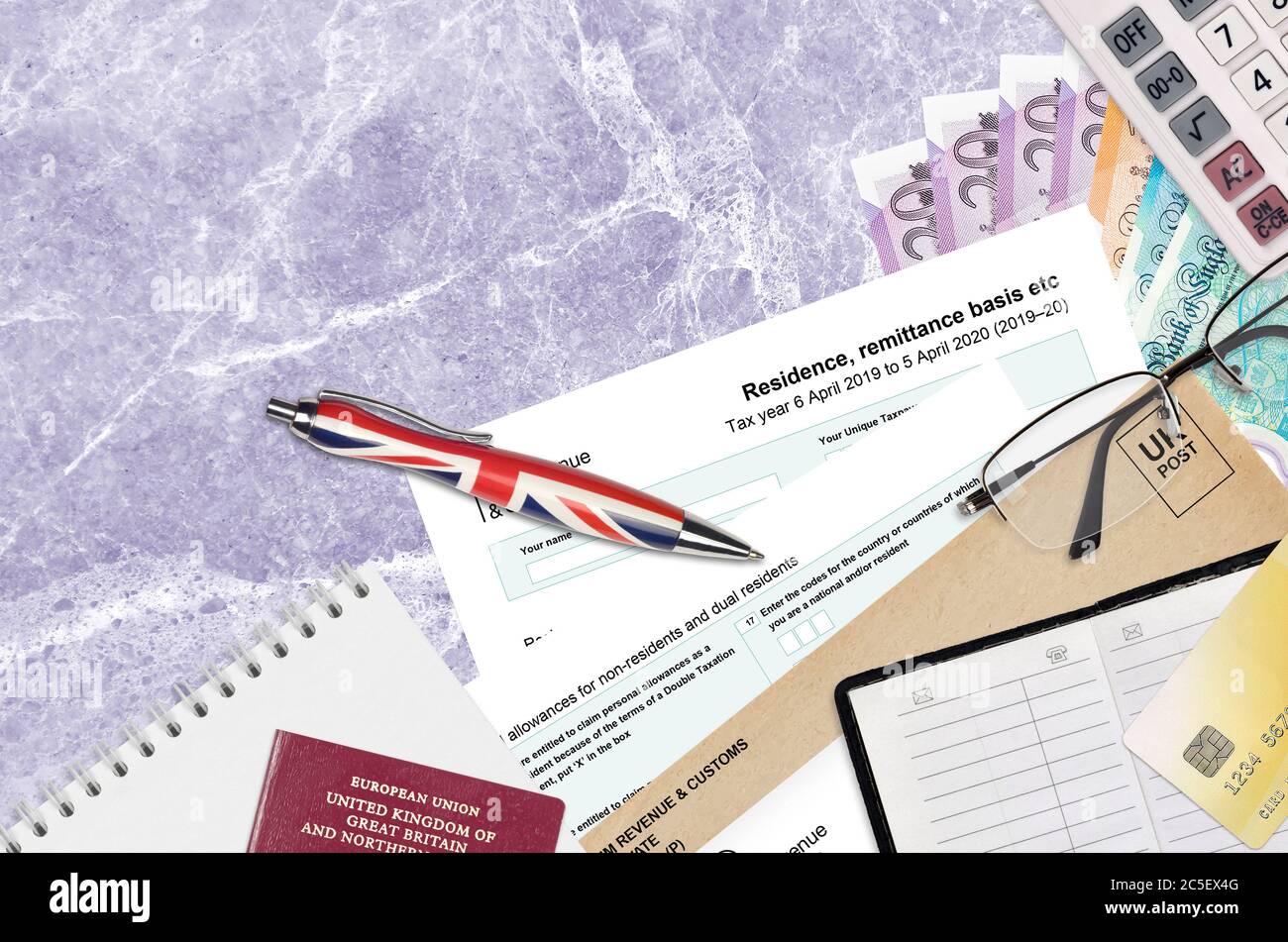 English Tax form sa108 Residence remittance basis etc from HM revenue ...